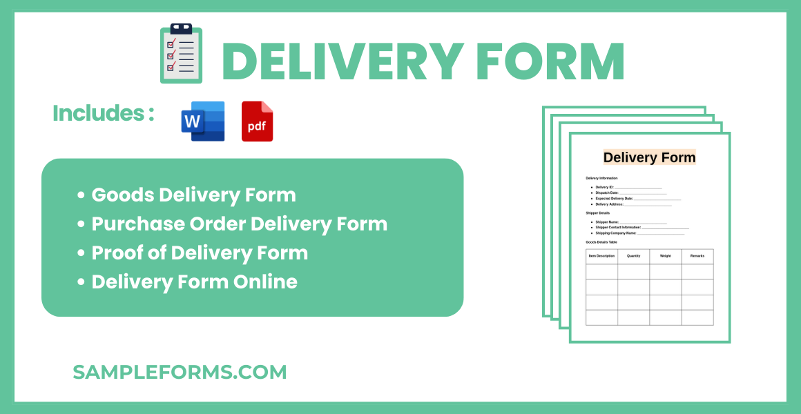 FREE 35+ Delivery Form Samples, PDF, MS Word, Google Docs