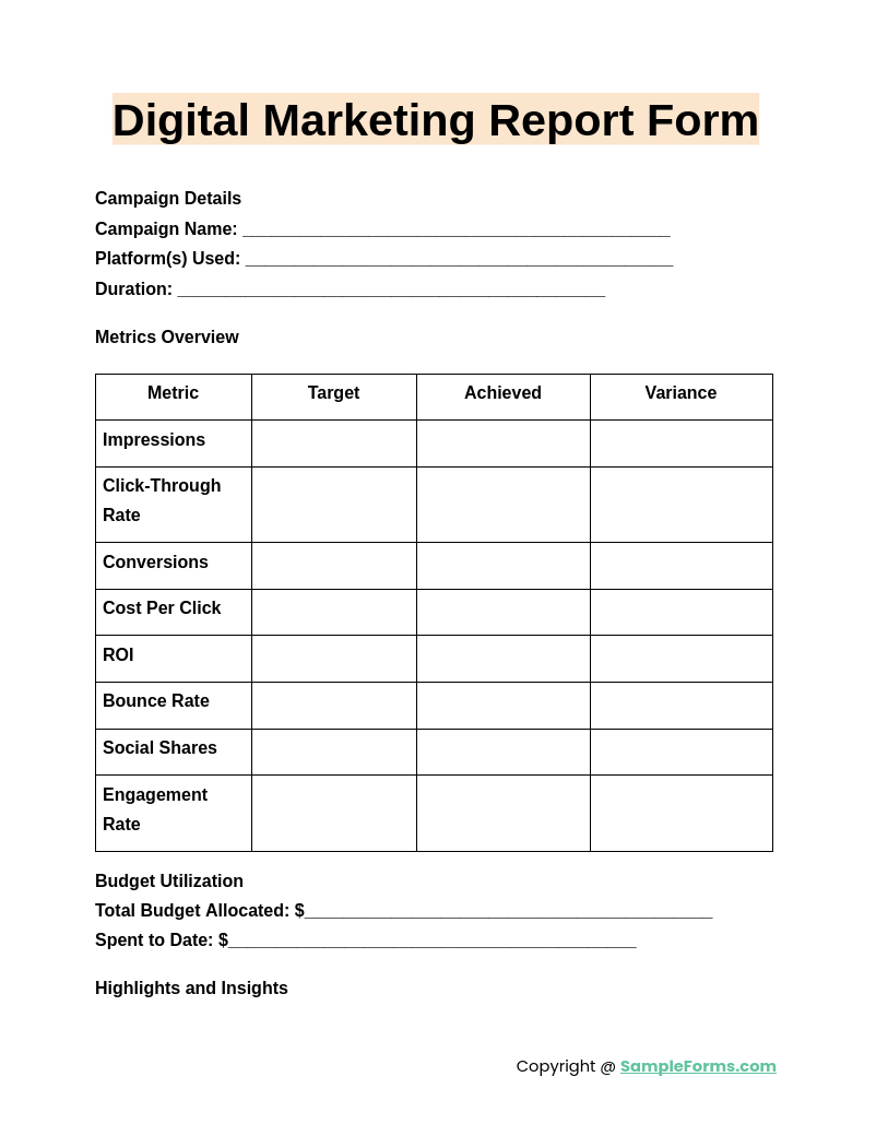 FREE 11+ Marketing Report Form Samples, PDF, MS Word, Google Docs