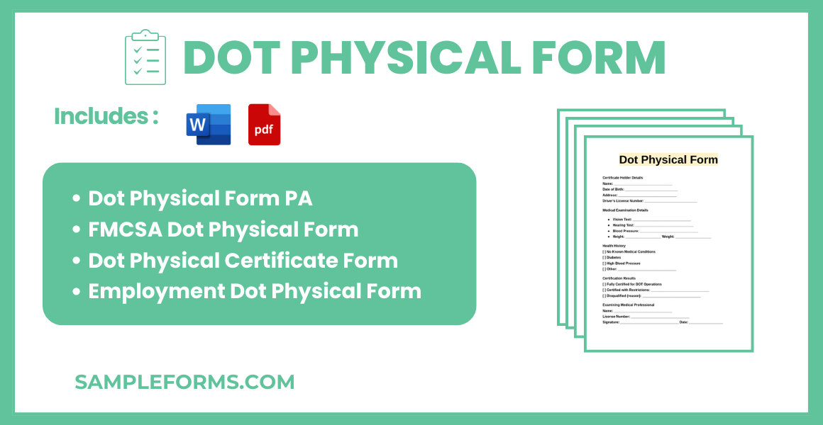 Free 17+ Dot Physical Form Samples, PDF, MS Word, Google Docs