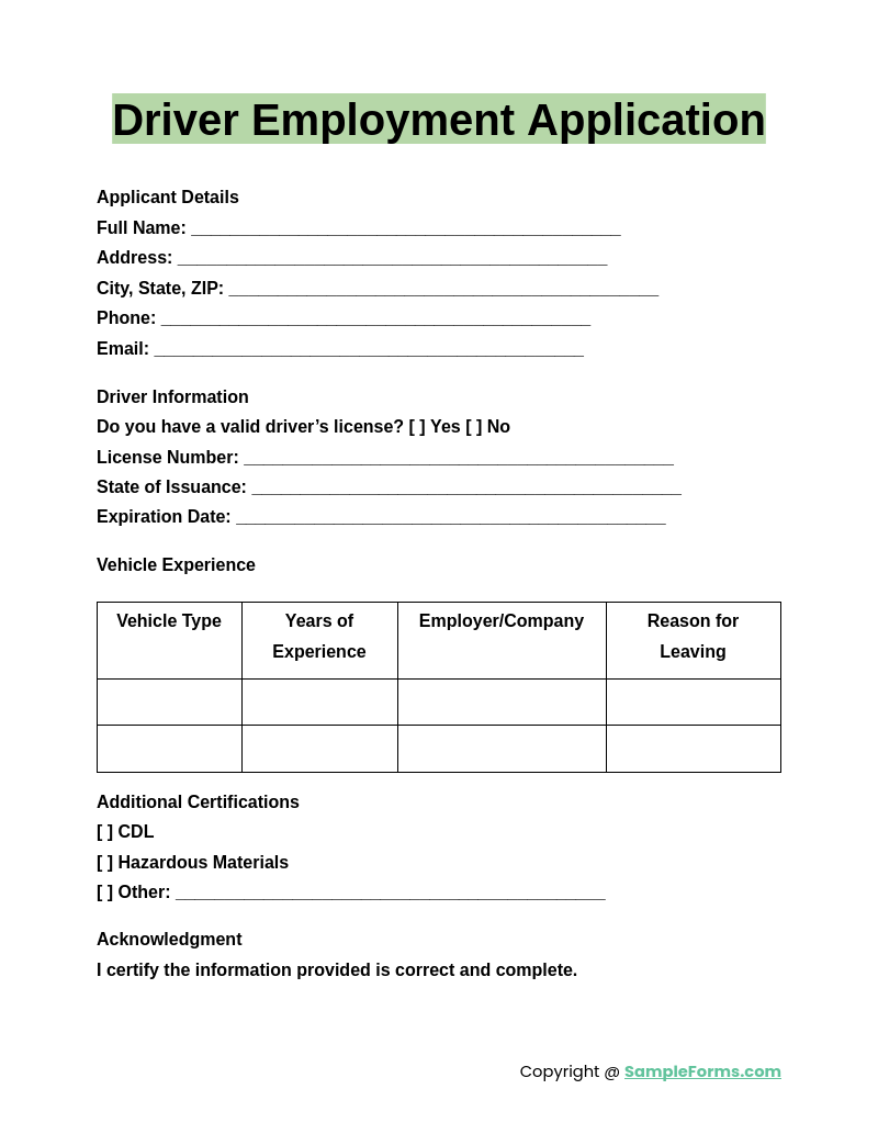 FREE 14+ Employment Application Samples, PDF, MS Word, Google Docs