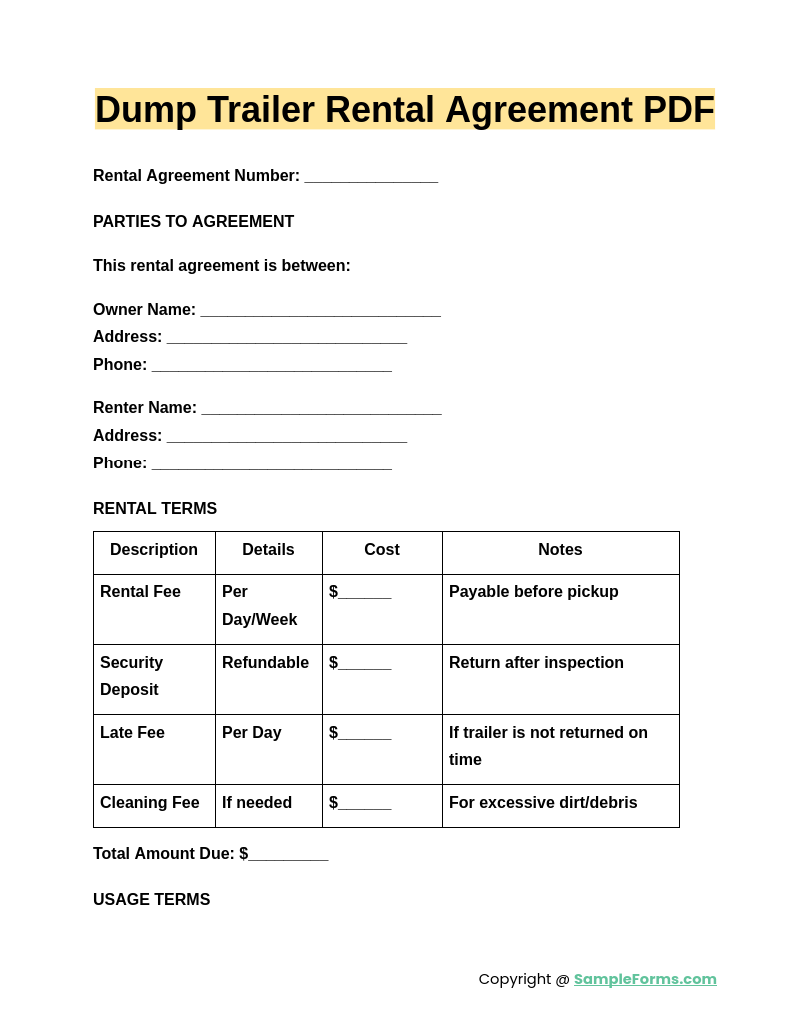 FREE 14+ Trailer Rental Agreement Form Samples, PDF, MS Word, Google Docs
