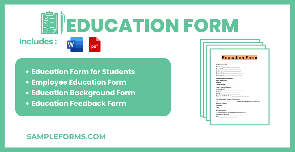 FREE 56+ Education Form Samples, PDF, MS Word, Google Docs, Excel