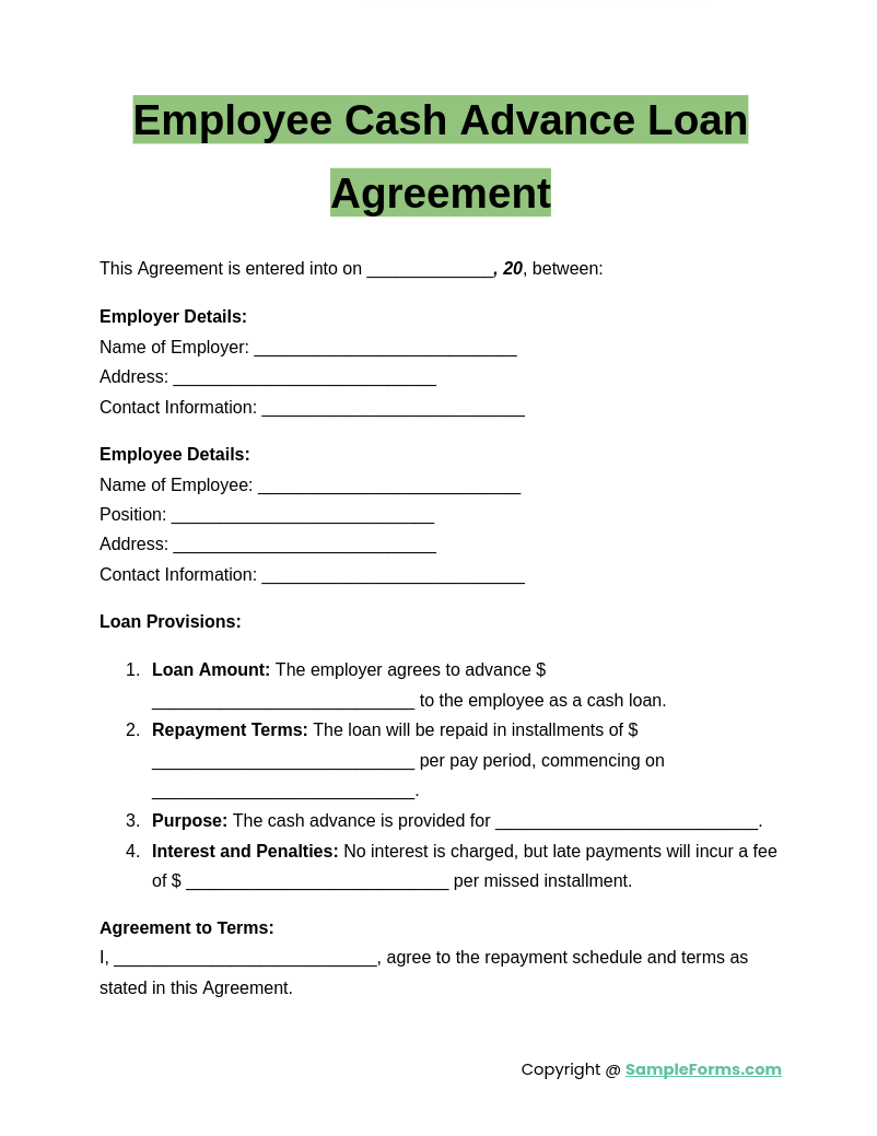 FREE 12+ Employee Loan Agreement Samples, PDF, MS Word, Google Docs