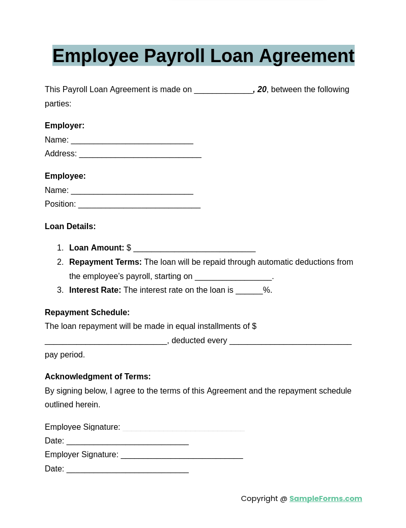 FREE 12+ Employee Loan Agreement Samples, PDF, MS Word, Google Docs