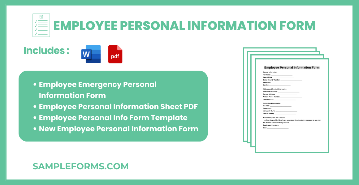 FREE 12+ Employee Personal Information Form Samples, PDF, MS Word ...