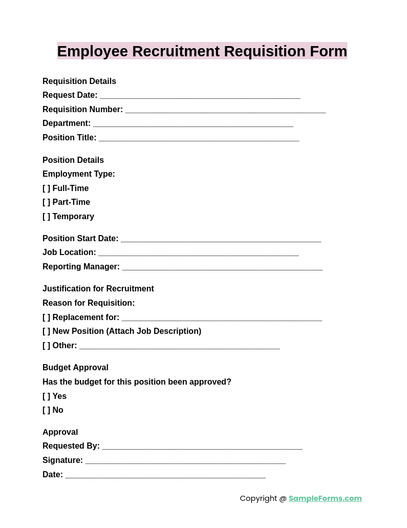 FREE 10+ Recruitment Requisition Form Samples, PDF, MS Word, Google Docs
