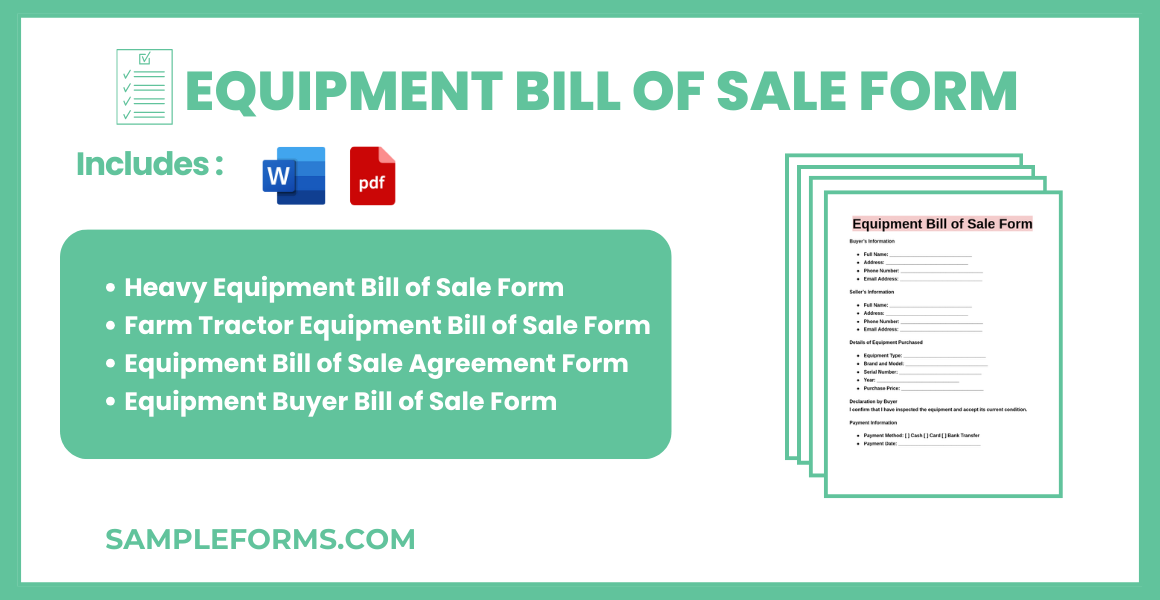 FREE 10+ Equipment Bill of Sale Form Samples, PDF, MS Word, Google Docs