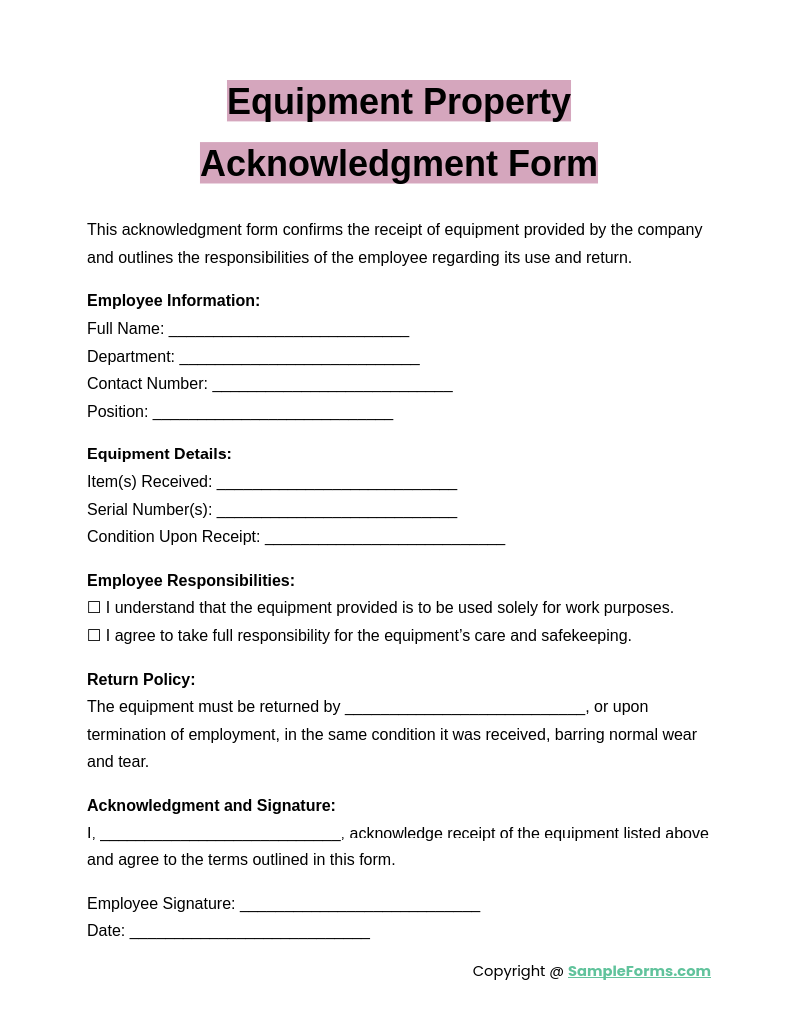 FREE 9+ Property Acknowledgment Form Samples, PDF, MS Word, Google Docs ...