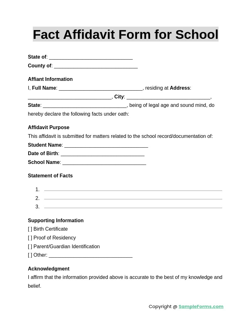 FREE 12+ Fact Affidavit Form Samples, PDF, MS Word, Google Docs