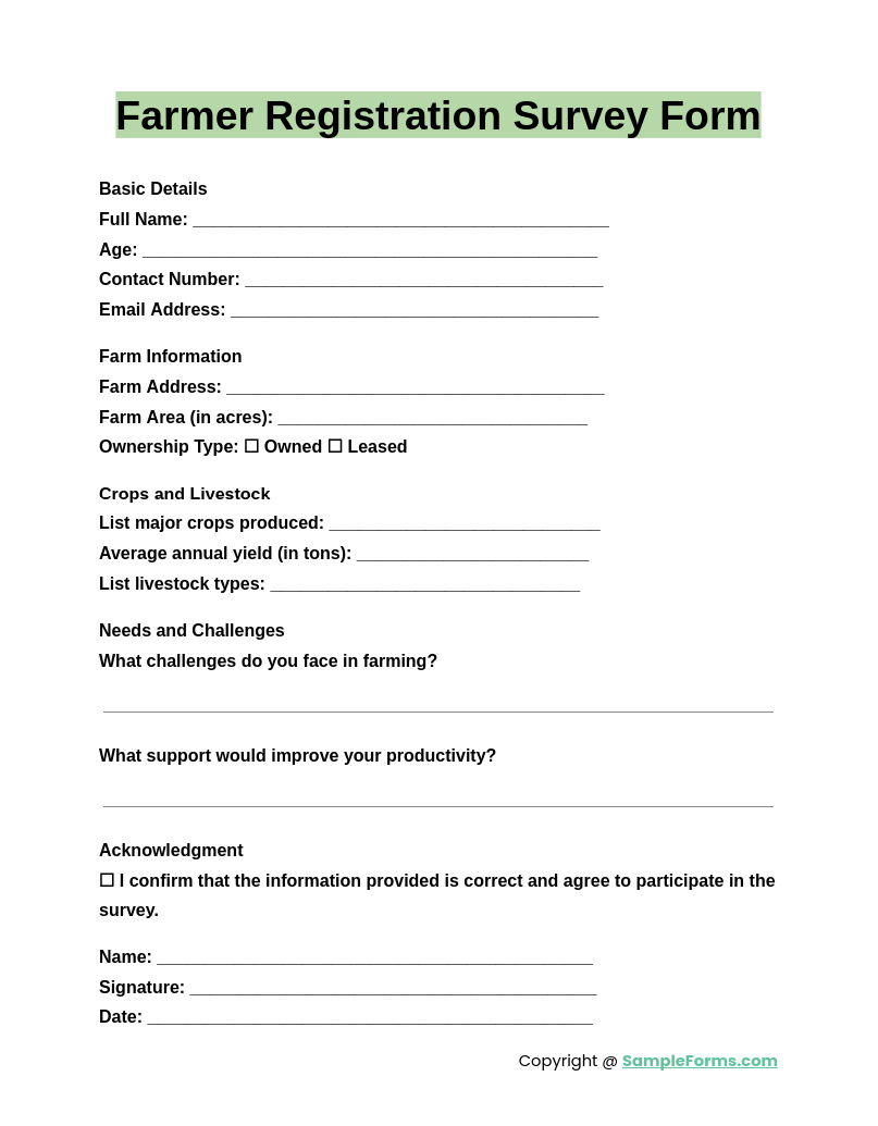 FREE 14+ Farmer Registration Form Samples, PDF, MS Word, Google Docs