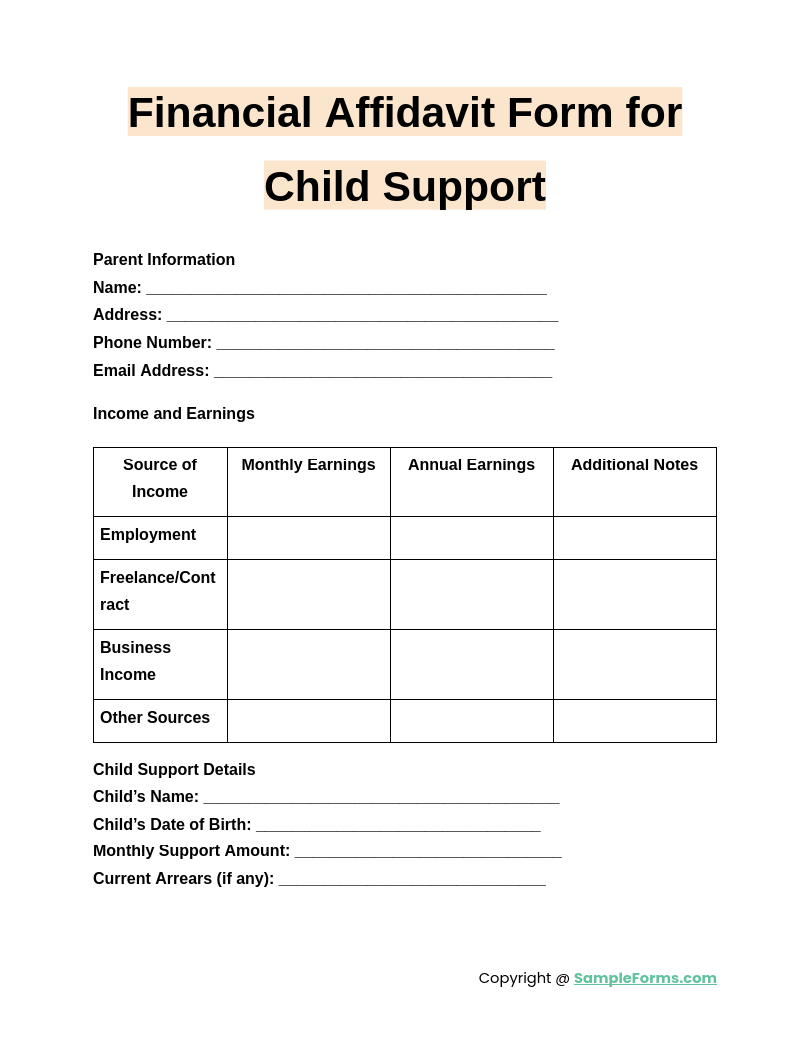FREE 14+ Financial Affidavit Form Samples, PDF, MS Word, Google Docs