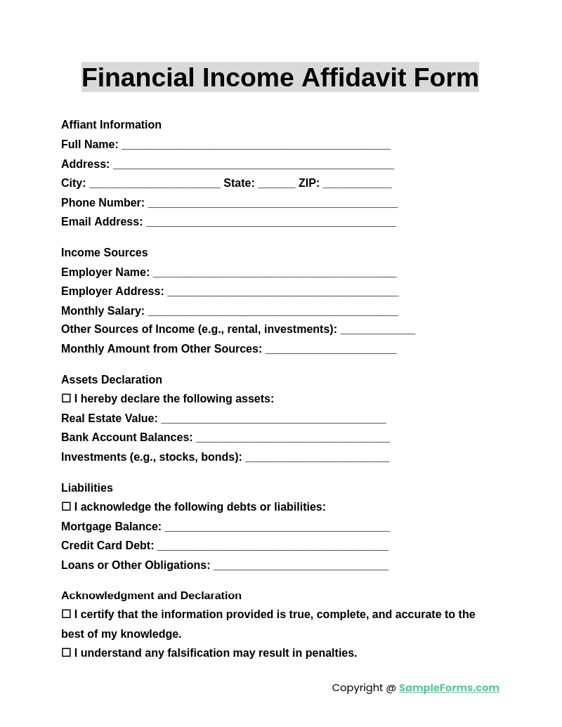 FREE 14+ Financial Affidavit Form Samples, PDF, MS Word, Google Docs
