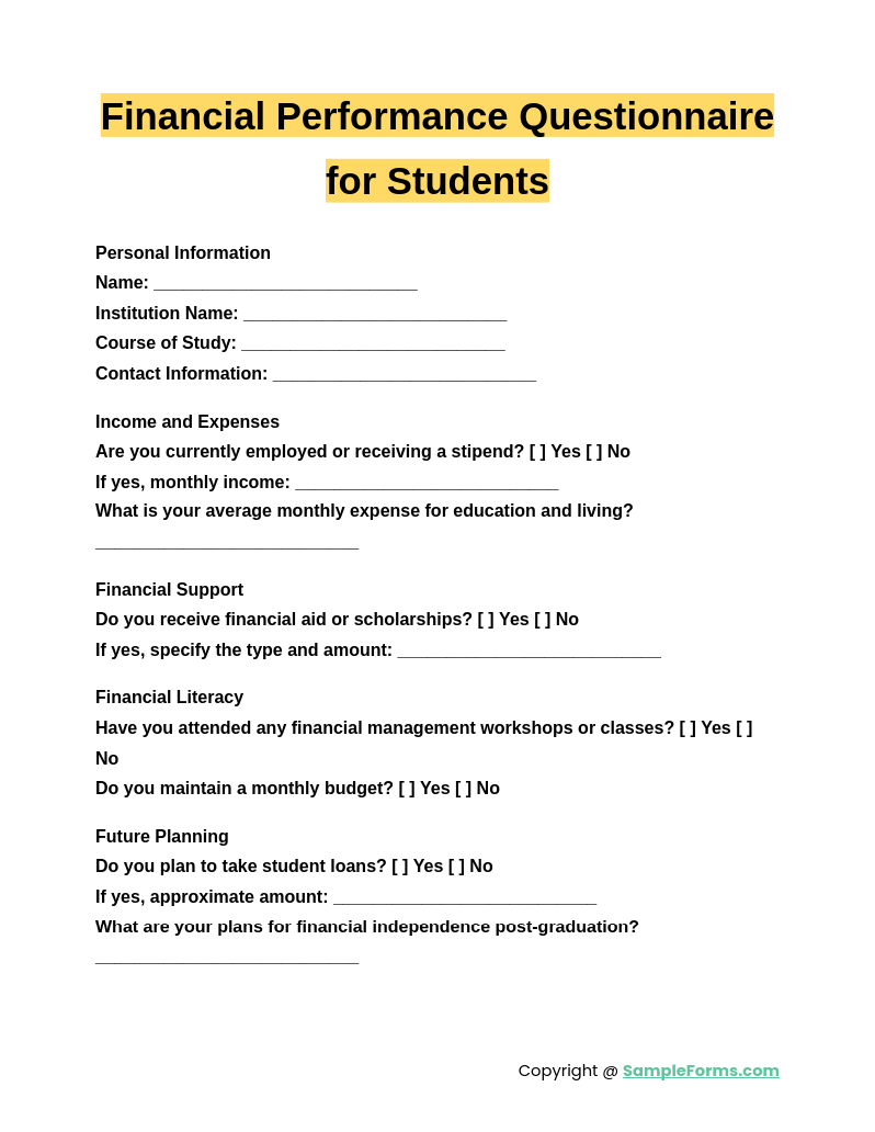 FREE 13+ Financial Questionnaire Form Samples, PDF, MS Word, Google Docs