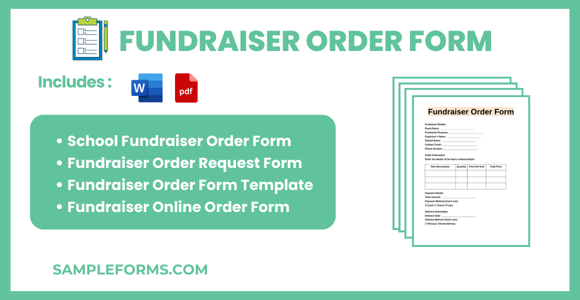 FREE 14+ Fundraiser Order Form Samples, PDF, MS Word, Google Docs, Excel