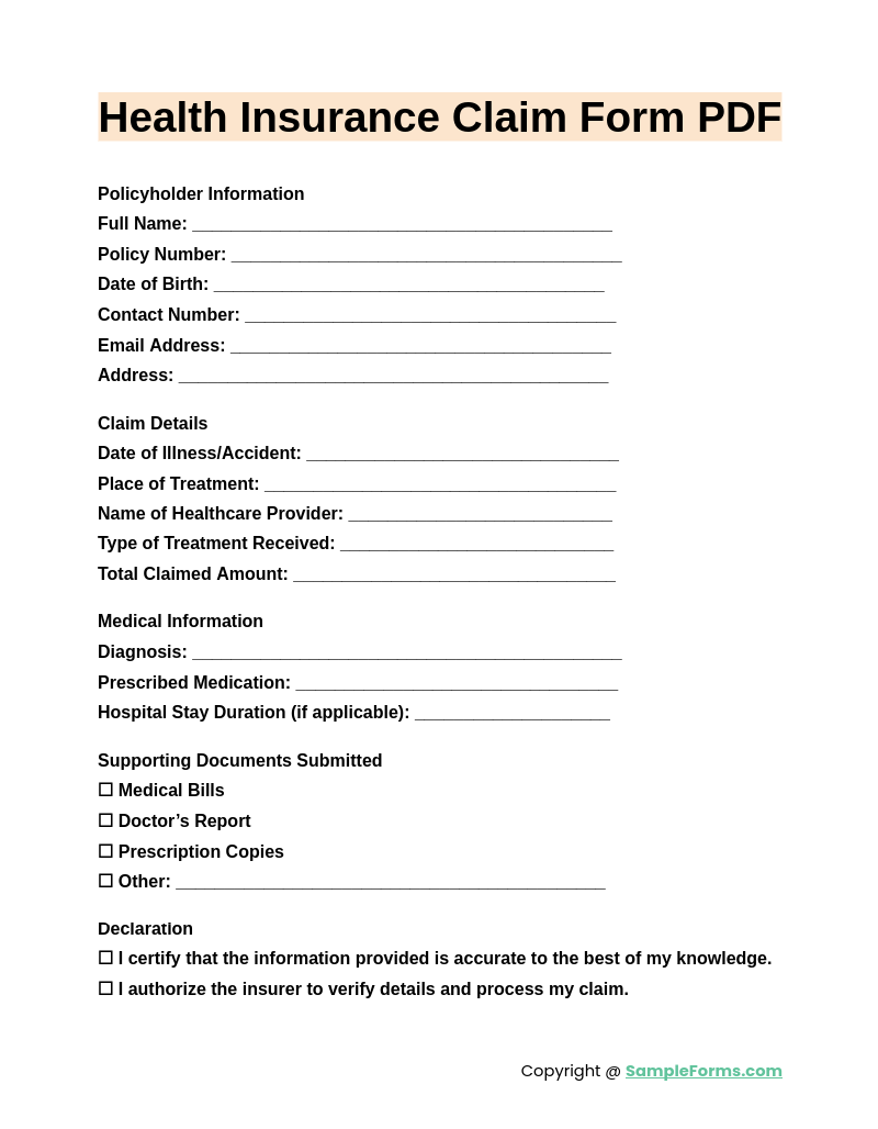 FREE 14+ Insurance Claim Form Samples, PDF, MS Word, Google Docs