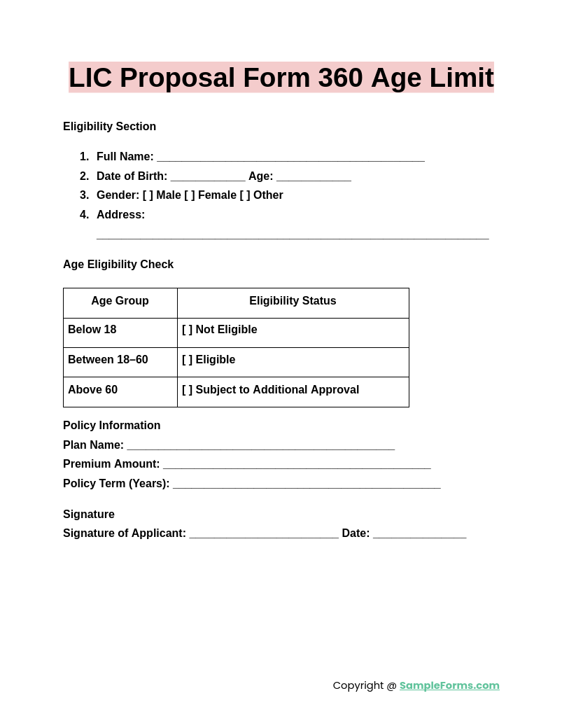 FREE 13+ LIC Proposal Form Samples, PDF, MS Word, Google Docs