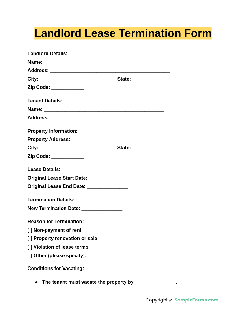 FREE 11+ Lease Termination Form Samples, PDF, MS Word, Google Docs