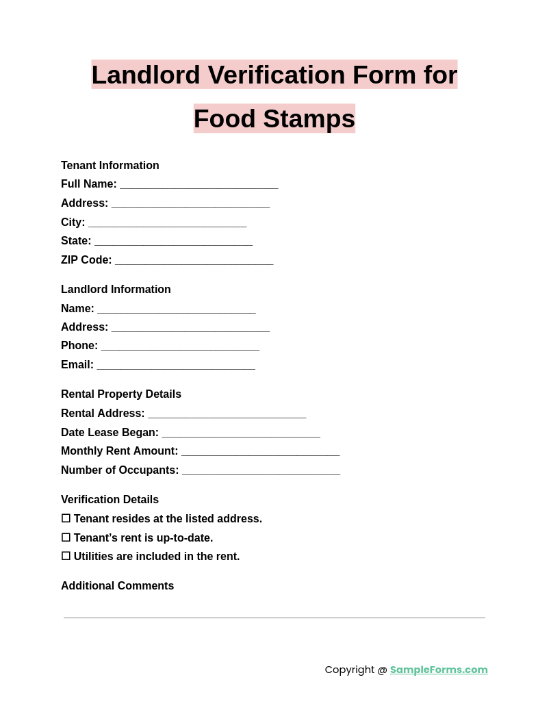 FREE 11+ Landlord Verification Form Samples, PDF, MS Word, Google Docs