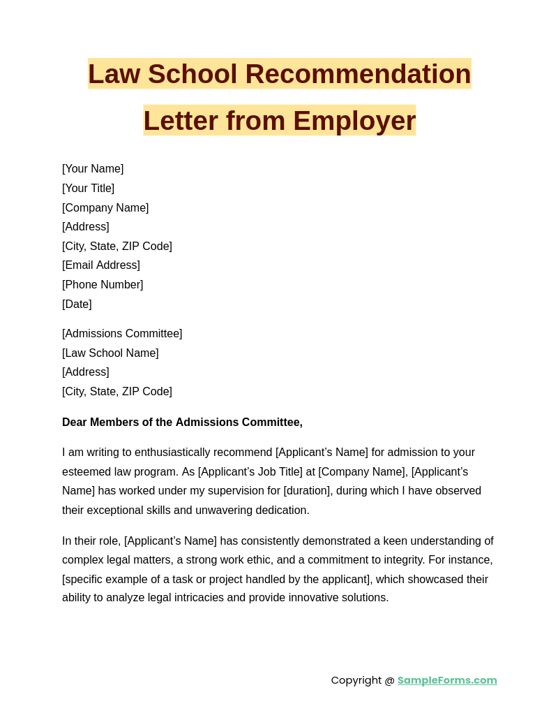 FREE 10+ Law School Recommendation Letter Samples, PDF, MS Word, Google ...