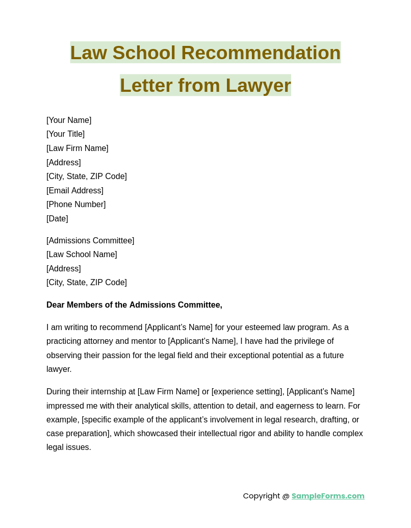 FREE 10+ Law School Recommendation Letter Samples, PDF, MS Word, Google ...