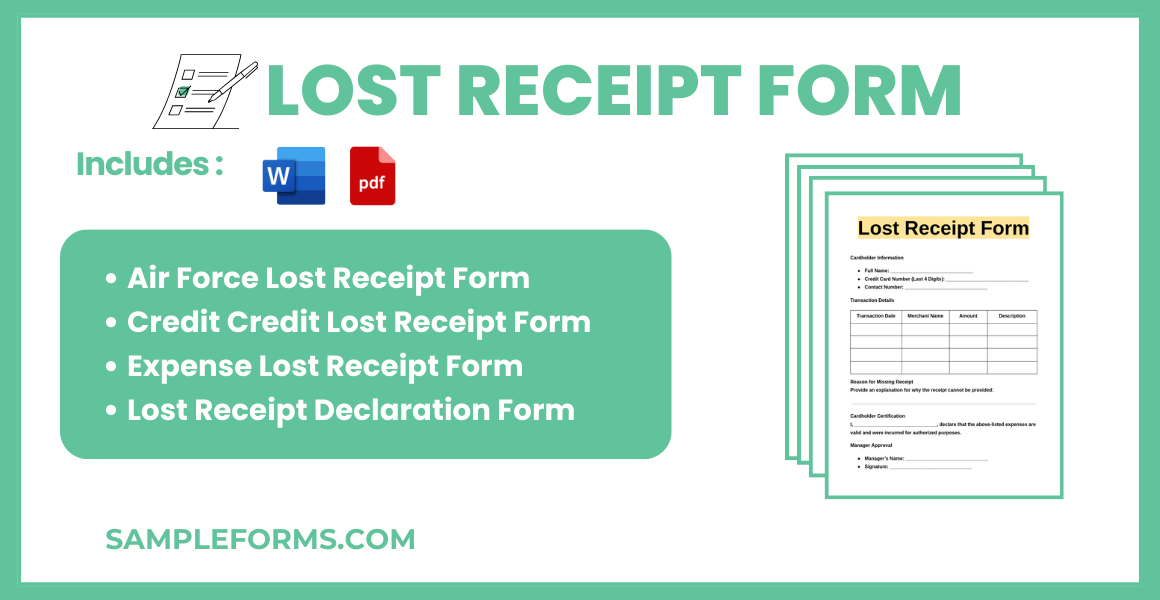 FREE 11+ Lost Receipt Form Samples, PDF, MS Word, Google Docs, Excel
