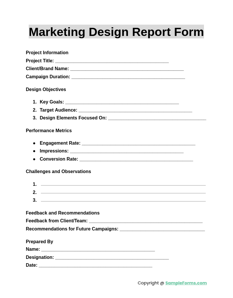 FREE 11+ Marketing Report Form Samples, PDF, MS Word, Google Docs