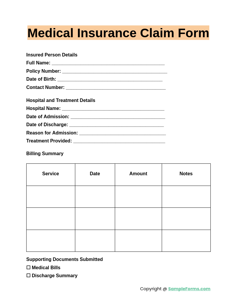 FREE 14+ Insurance Claim Form Samples, PDF, MS Word, Google Docs