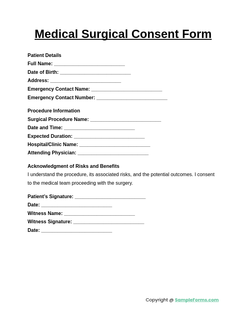 FREE 17+ Surgical Consent Form Samples, PDF, MS Word, Google Docs