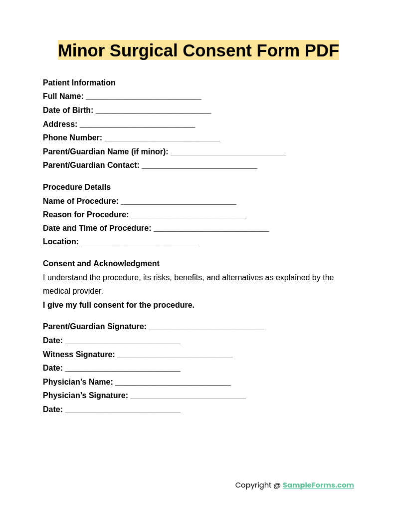 FREE 17+ Surgical Consent Form Samples, PDF, MS Word, Google Docs