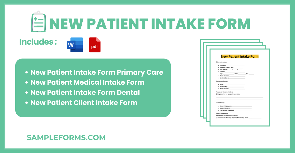 FREE 10+ New Patient Intake Form Samples, PDF, MS Word, Google Docs, Excel