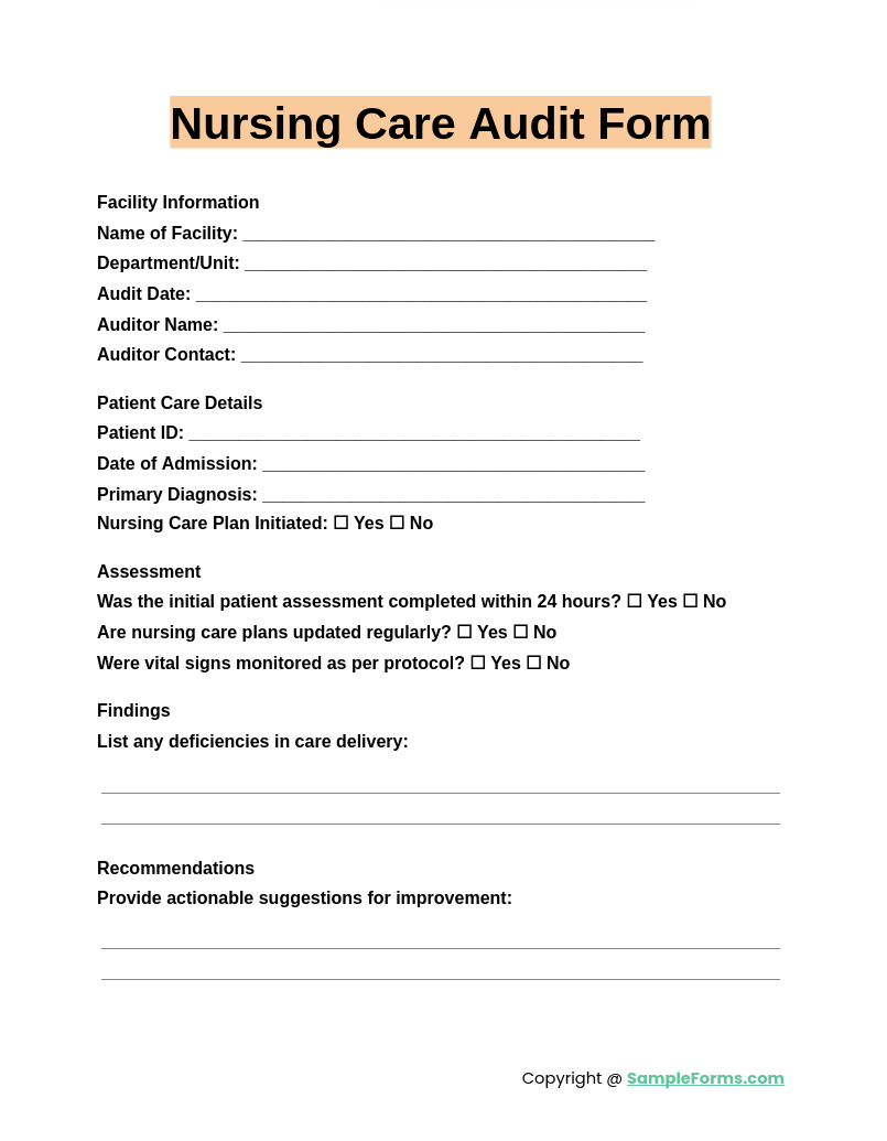 FREE 10+ Nursing Audit Form Samples, PDF, MS Word, Google Docs