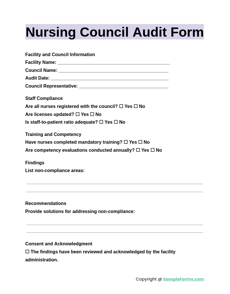 FREE 10+ Nursing Audit Form Samples, PDF, MS Word, Google Docs