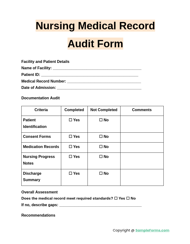 FREE 10+ Nursing Audit Form Samples, PDF, MS Word, Google Docs