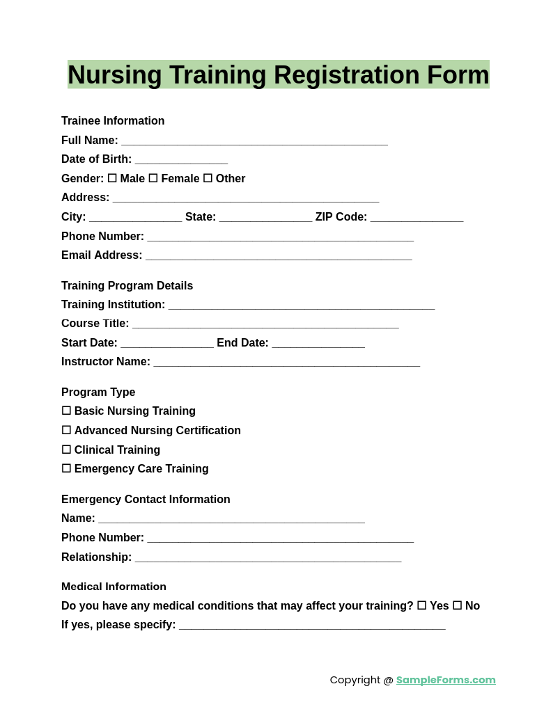 FREE 15+ Nursing Registration Form Samples, PDF, MS Word, Google Docs