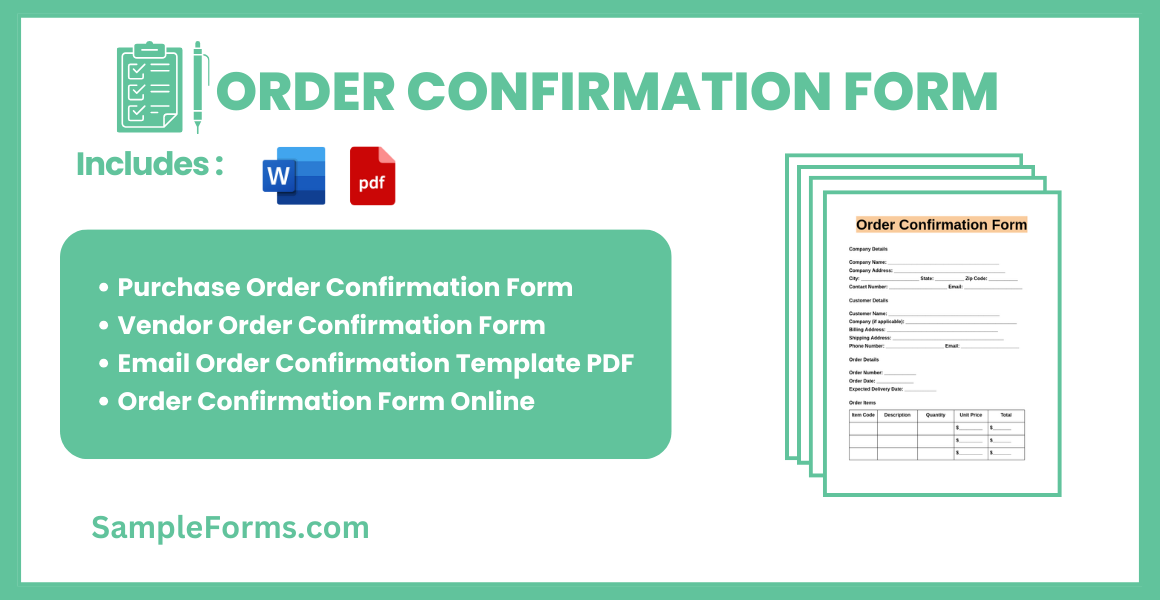 FREE 14+ Order Confirmation Form Samples, PDF, MS Word, Google Docs, Excel