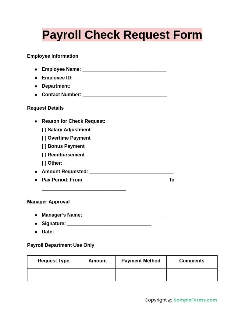 FREE 14+ Check Request Form Samples, PDF, MS Word, Google Docs, Excel