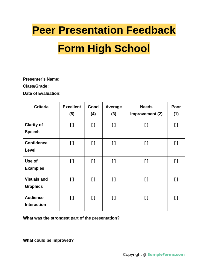 FREE 21+ Presentation Feedback Form Samples, PDF, MS Word, Google Docs ...