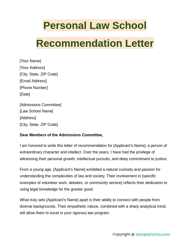 FREE 10+ Law School Recommendation Letter Samples, PDF, MS Word, Google ...