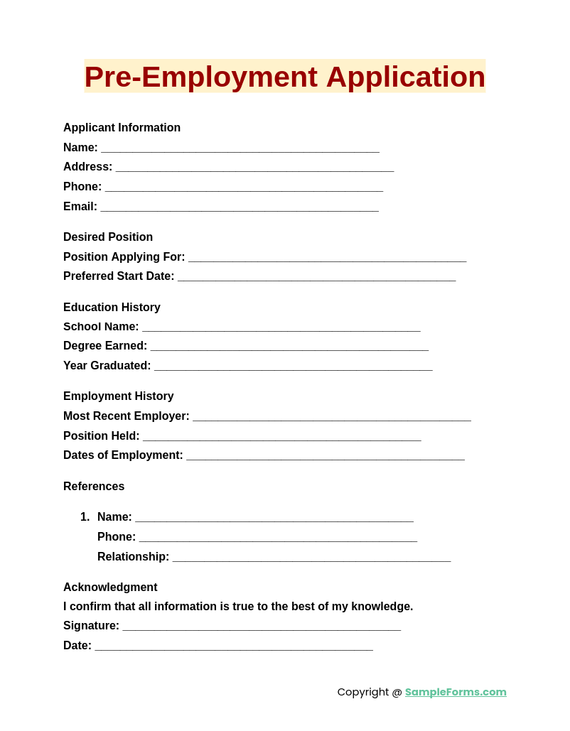 FREE 14+ Employment Application Samples, PDF, MS Word, Google Docs
