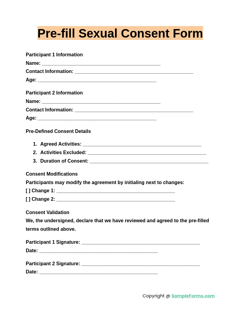 FREE 11+ Sexual Consent Form Samples, PDF, MS Word, Google Docs