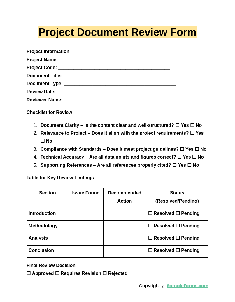 FREE 18+ Document Review Form Samples, PDF, MS Word, Google Docs