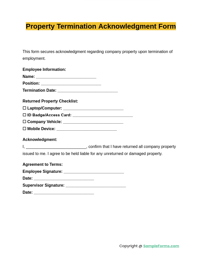 FREE 9+ Property Acknowledgment Form Samples, PDF, MS Word, Google Docs ...