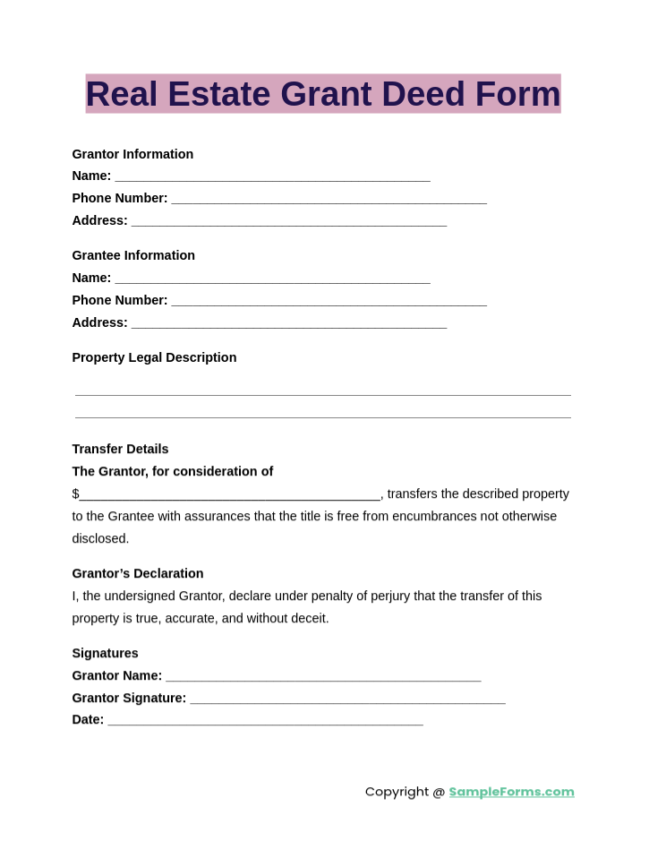 FREE 12+ Grant Deed Form Samples, PDF, MS Word, Google Docs
