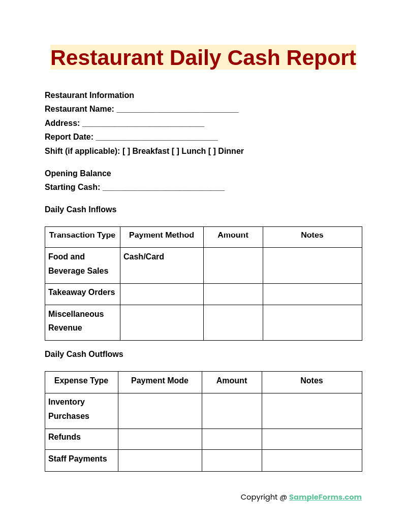 FREE 9+ Daily Cash Report Samples, PDF, MS Word, Google Docs