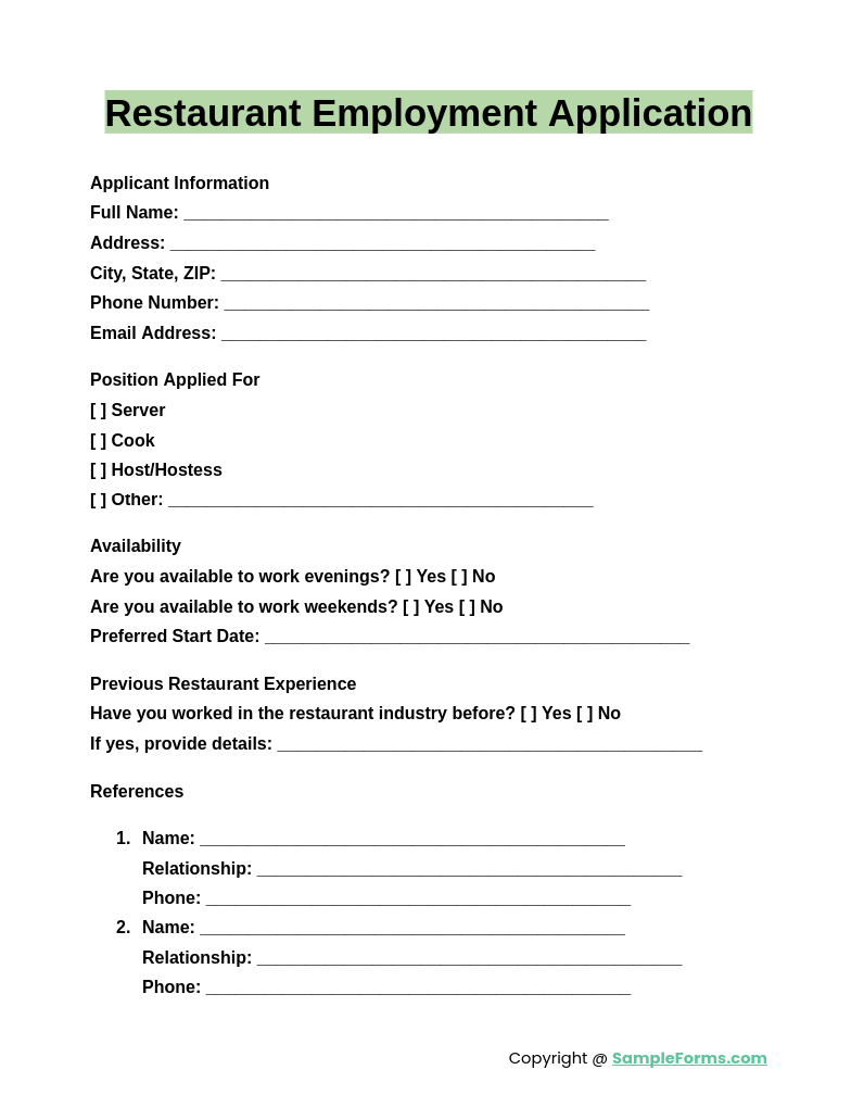FREE 14+ Employment Application Samples, PDF, MS Word, Google Docs