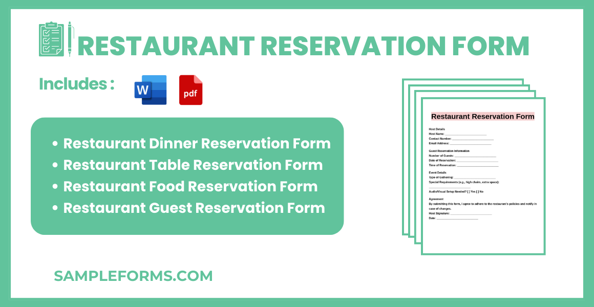 FREE 15+ Restaurant Reservation Form Samples, PDF, MS Word, Google Docs