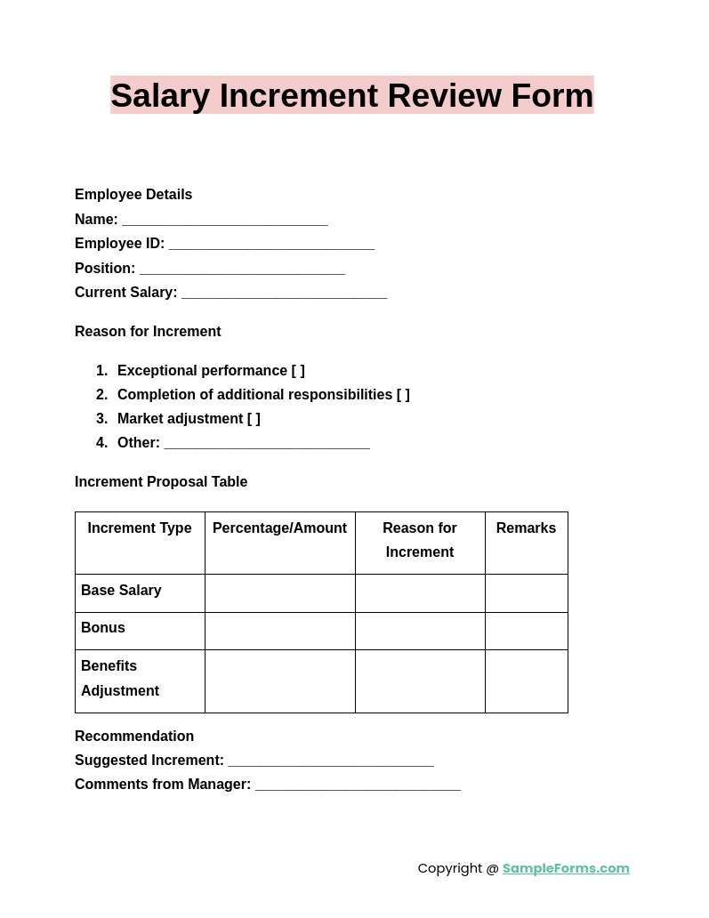 FREE 18+ Salary Review Form Samples, PDF, MS Word, Google Docs, Excel