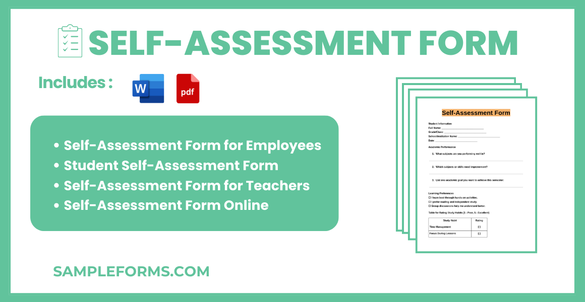 FREE 40+ Self-Assessment Form Samples, PDF, MS Word, Google Docs, Excel