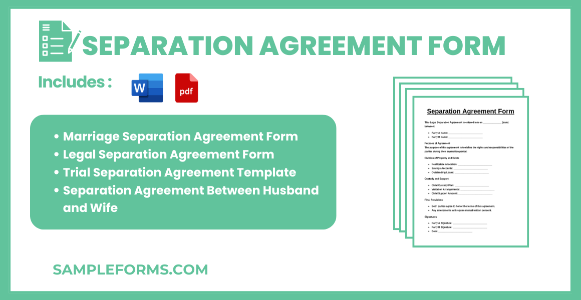 FREE 12+ Separation Agreement Form Samples, PDF, MS Word, Google Docs