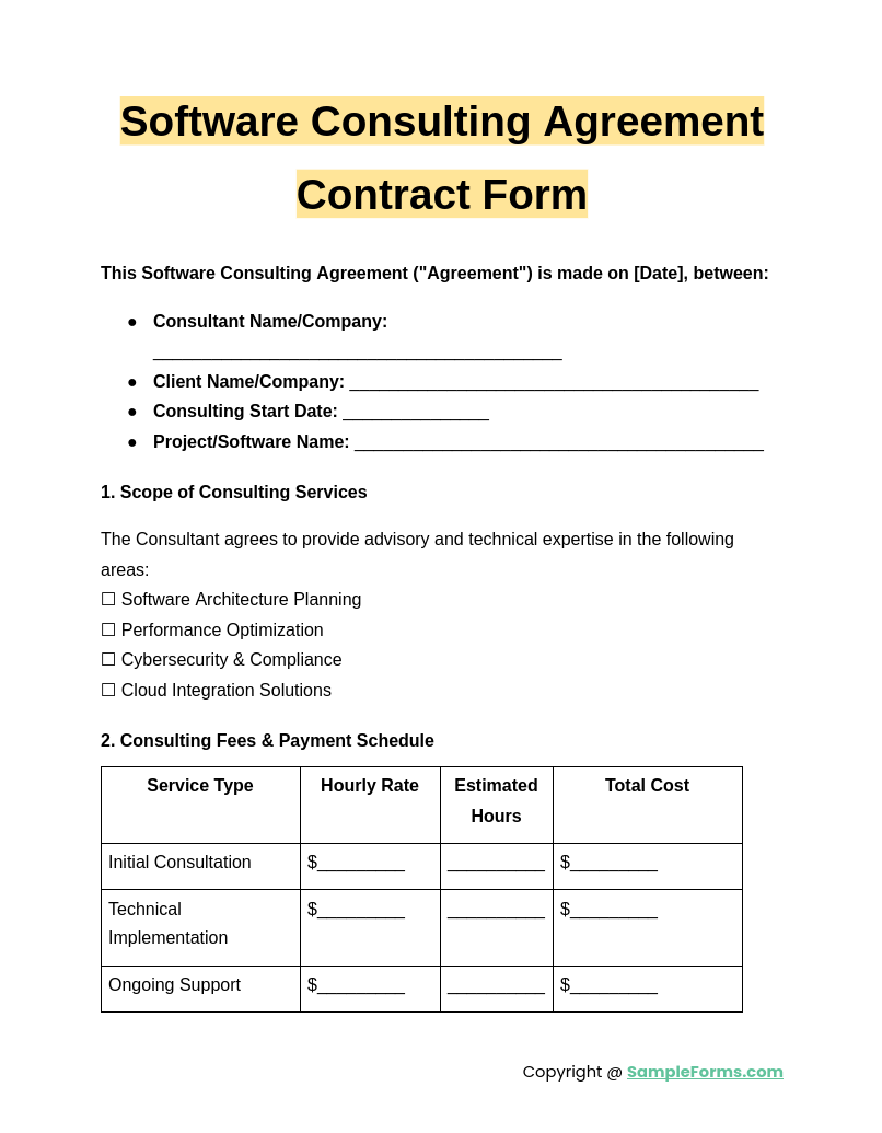 FREE 8+ Software Agreement Contract Form Samples, PDF, MS Word, Google Docs